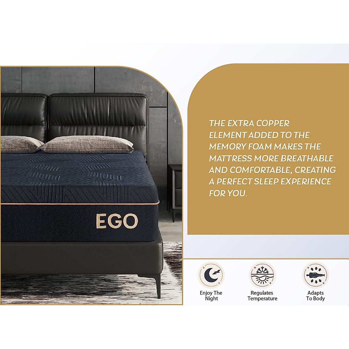 Dyonery King 12 Inch Memory Foam Mattress in a Box, Cooling Knit Fabric Cover, Made in USA, CertiPUR-US Certified, Ventilated Copper AeroFusion Memory Foam, Fiberglass Free Mattress, 76”x80”