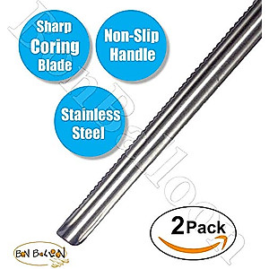 Zucchini Squash Vegetable Corer 2 pcs Corers Stainless Steel Core Remover Tool Kitchen Stuffed Vegetables Veggies Seed Remover Remove Seeds Eggplant Cucumber 8" Long Coring Tools Gadgets Drill