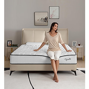 Cejato Full Size Mattress,10 Inch Hybrid Full Mattress in a Box with Memory Foam & Individual Pocket Spring for Pain Relief,Medium Firm White Full Mattresses,CertiPUR-US Certified.