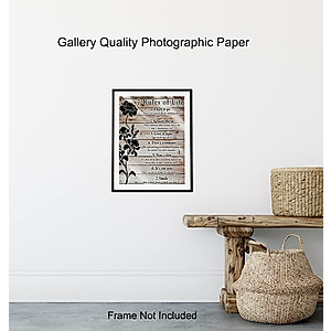 7 Rules Of Life Wall Art - Inspirational Gifts for Women, Men - Motivational Posters, 8x10 - Inspirational Wall Decor - Home Office, Bedroom, Living Room - Inspiring Positive Quotes Wall Decor