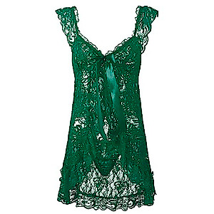 Gobehebe Plus Size Lingerie for Women Lace Sheer Bodysuit Lingerie Sets Camisole Pajamas Sleepwear Sexy Nightwear Sleepwear