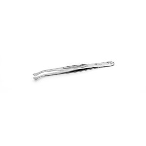 Regine 40A-SA- Flat Points, Curved Tip with Serrated Handle - Tweezer - Antimagnetic, Anti-Acid Steel - Swiss Made - Watchmaking, Electronics, Medical, Wafer Handling Tweezers