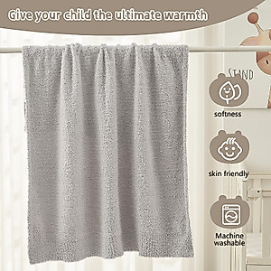 CYMULA Kids Throw for Boys and Girls 30 x 40 inches, Soft Cozy Cute Swaddle Fleece Throw, Light Grey