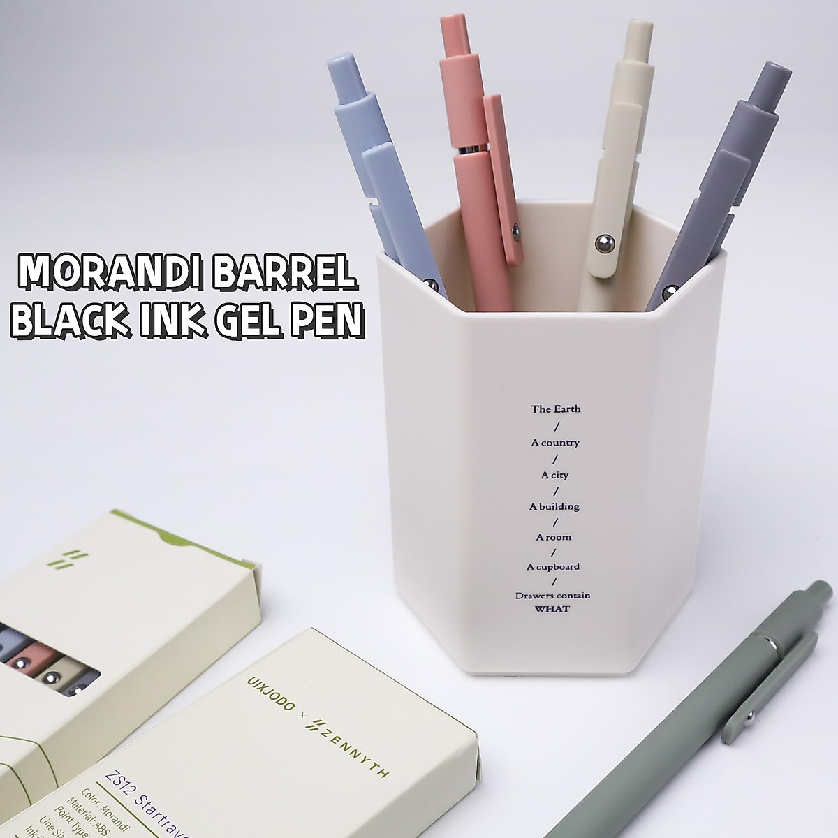 Gel Pens, 5 Pcs 0.5mm Japanese Black Ink Pens Fine Point Smooth Writing Pens, High-End Series Retractable Pens for Journaling Note Taking, Cute Office School Supplies Gifts for Women Men (Morandi)