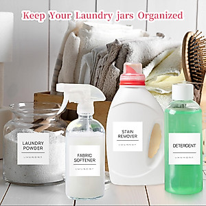 HVSWLY Laundry Labels for Jars,16 PCS Minimalist Laundry Room Labels,Removable Waterproof Cleaning Labels for Containers,Laundry Room Storage Organization,with 2 Blank Labels (White)