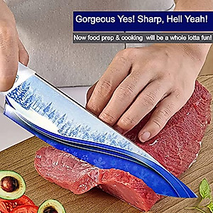 Chefs Knives - Professional Chef knife set, 8 inch sharp cutting blade - Stainless Steel kitchen cooking knife with Ergonomic handle - Loving gifts for Chefs & butcher with cool design