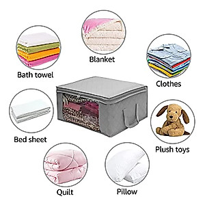 Foldable Storage Bag, Set of 2 Large Foldable Clothes Organizer 49 X 36 X 20 CM, Clear Window and Carry Handles, Great for Comforters,Blankets,Pillow,Bedding,with Sturdy Zipper,Clear Window (Grey)