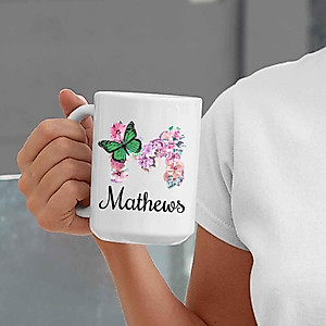 Personalized Name Floral Alphabet Mug, Custom Mug with Name and Initial, Name Mug Gift for Mom Sister Girls, Custom Name Mugs Gifts for Women & Men 980672