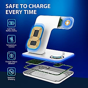 Wireless Charger, 3 in 1 Fast Charging Station for Apple Watch Series SE 8~2,AirPods,iPhone 14 13 12 11 Pro/X/Xr/Xs/8 Plus(with QC3.0 Adapter)