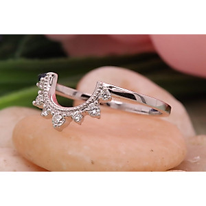 Dazzlingrock Collection 0.15 ctw Round White Diamond Women Guard Curved Wedding Band for Solitaire Ring, 14K White Gold, Size 5.5