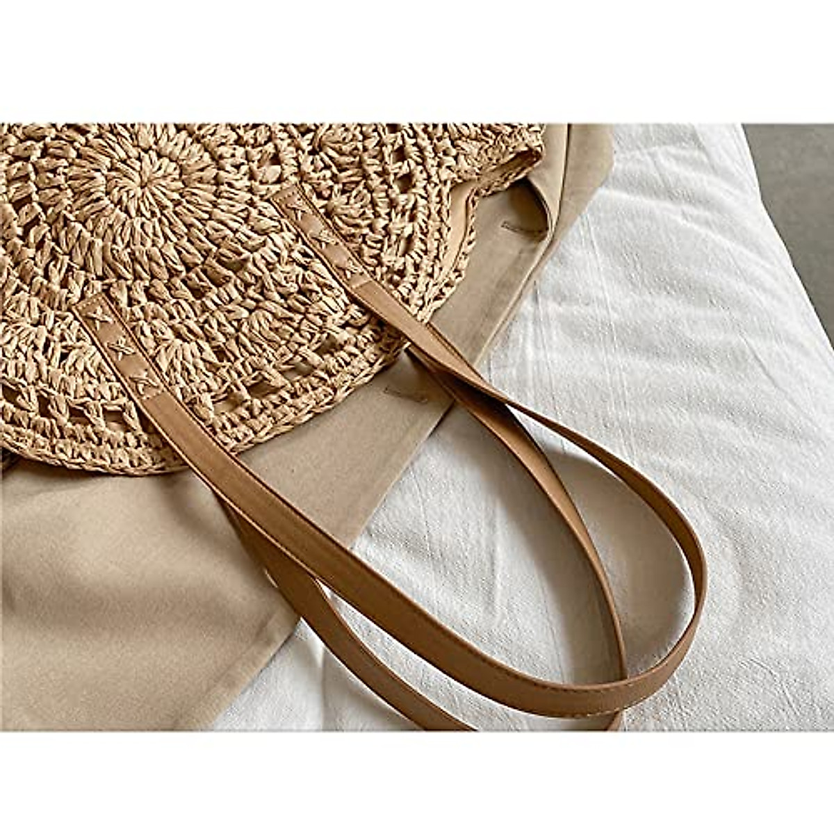 INS female literature and art small large capacity handmade beach weave retro shoulder straw bag(2)