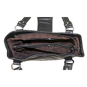 Concealed Carry Tooled Leather Shoulder Purse - Concealed Weapon Gun Bag w/ Matching Wallet By Montana West (Black)