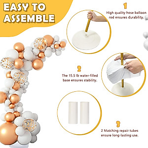 OurWarm 9.35Ft & 6Ft Gold Balloon Arch Stand, Free Bending Shape Balloon Arch Kit, Half Arch Balloon Stand with Base for Floor, Ideal for Wedding Birthday Baby Shower Graduation 4th of July Decoration