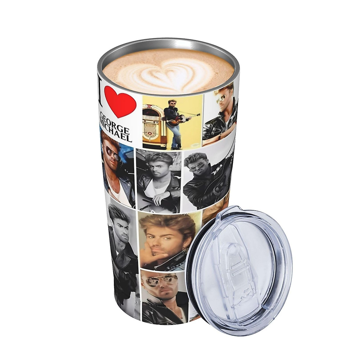 DFAGGQL George Music Michael Stainless Steel Insulated Tumbler Coffee Mug Water Cup Vacuum Bottle with Straw and Lid 20 oz