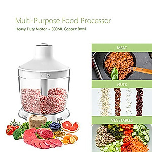 TSYMO 800w Immersion Blender Handheld, 4-in-1 Hand Stick with 6-Speed+Turbo, Mixing Cup, Food Chopper, Whisk Attachment, BPA-Free