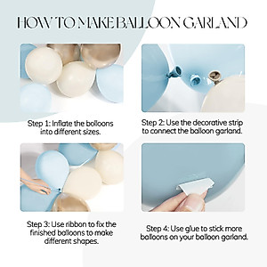 138Pcs Dusty Blue Balloons Arch Garland Kit, Dusty Baby Blue Sand White Metallic Gold Balloons for Bridal Shower Gender Reveal Birthday Baby Shower Decorations