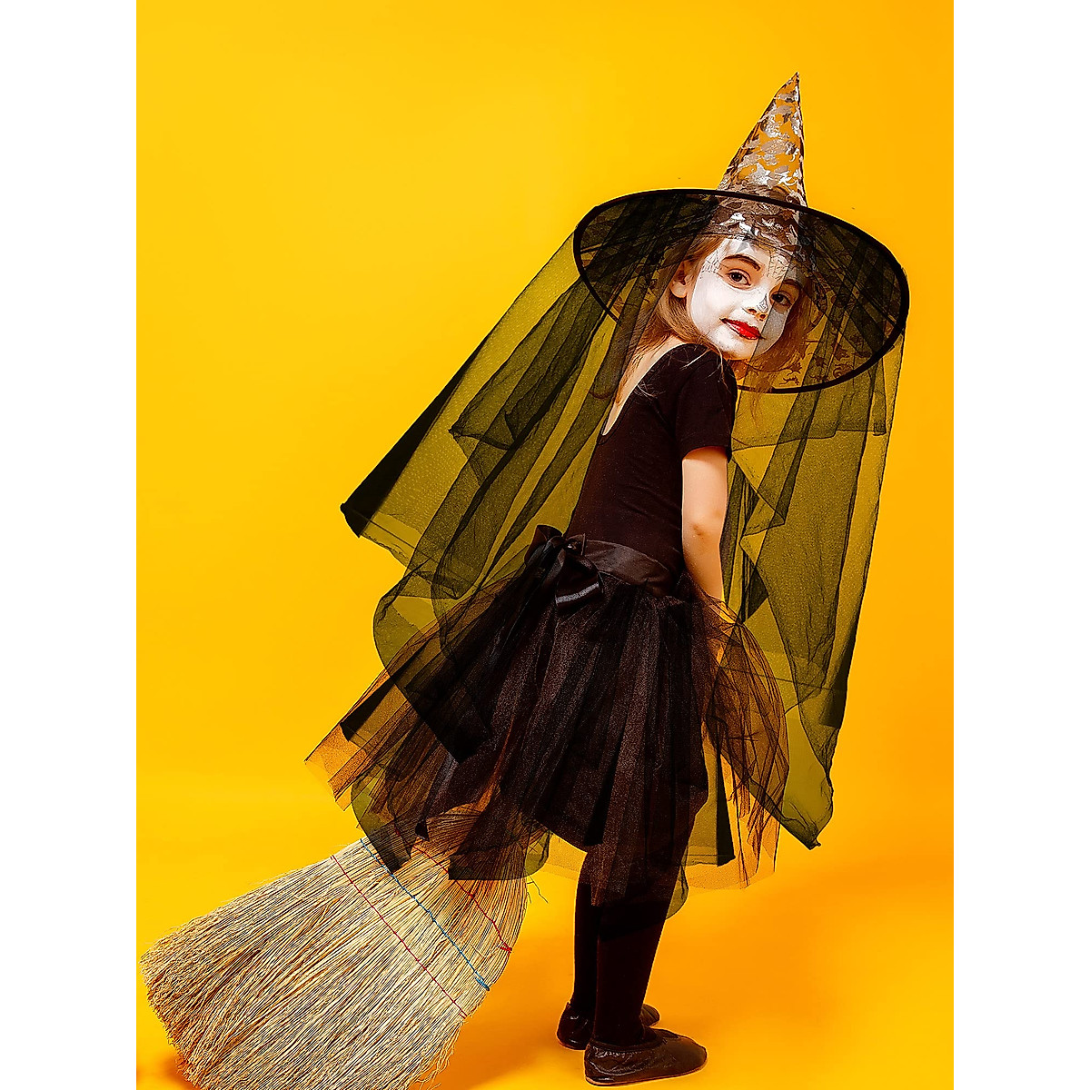 Halloween Tulle Fabric Roll 6 Inch x 100 Yards Tulle Ribbon 300 Ft Tulle Netting Fabric Spool DIY Decorative Tulle Roll for Halloween Decoration DIY Crafts Wedding Party Skirts Bows (Black)