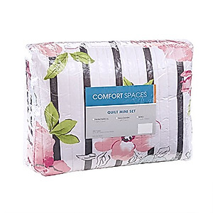 Comfort Spaces Quilt Set Novelty Design All Season Lightweight Coverlet Bedding Bedspread Kids, Teens Girls Bedroom Decor, Zoe Flower Pink, Twin/Twin XL, 2 Piece