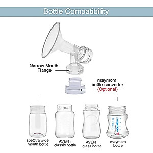 36 mm Extra Extra Large Flagne w/Valve and Membrane for Spectra Breast Pumps S1, S2, M1, Spectra 9; Narrow (Standard) Bottle Neck; Made by Maymom
