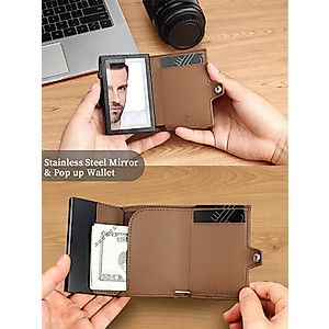 TOYFID Minimalist Wallets for Men,Slim Wallets for Men,Pop Up Wallet,Credit Card Leather Minimalist Wallet,Minimalist Wallet for Business Men,Leather Men's Wallets,RFID Blocking Protection