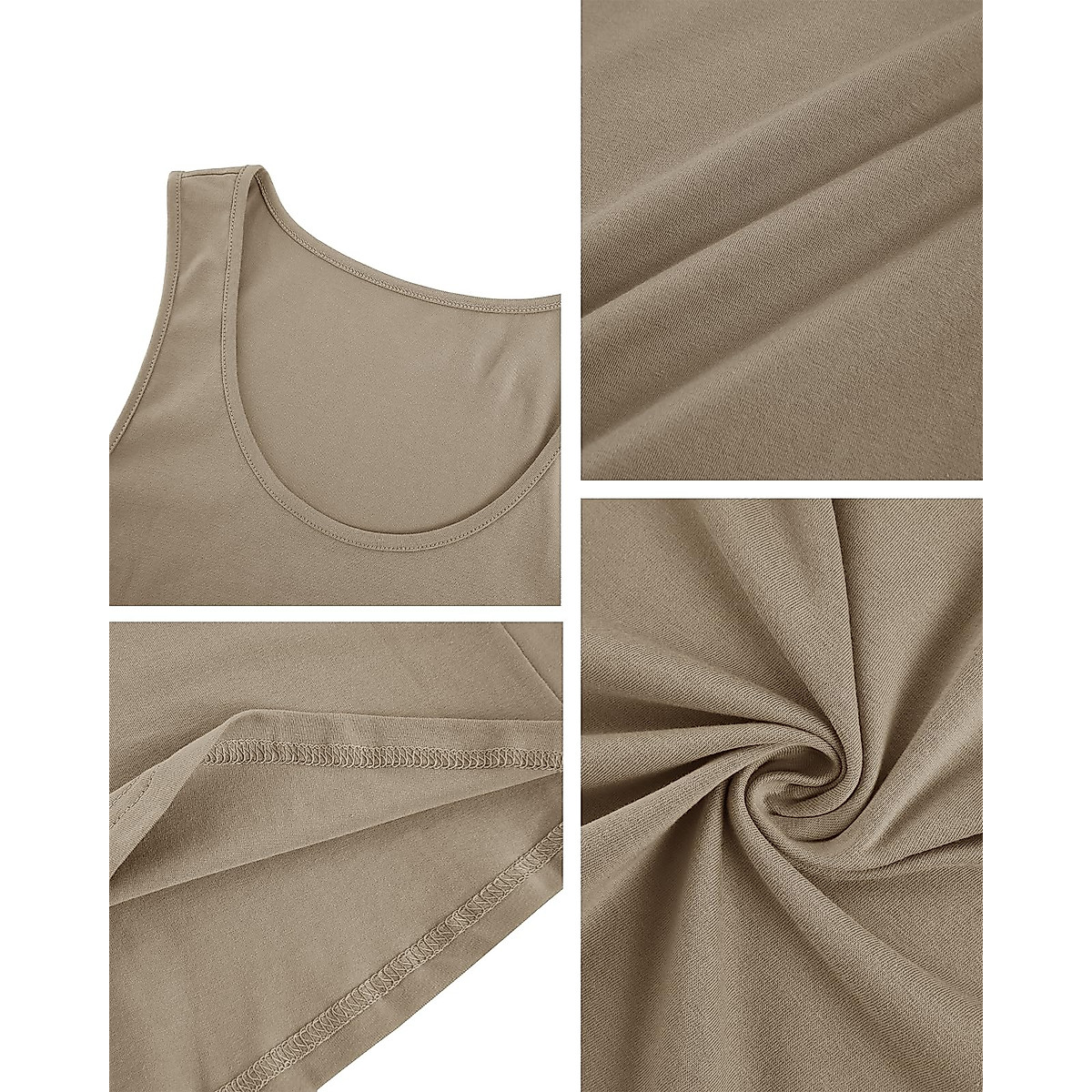 ZIWOCH Mens Workout Stringer Tank Tops Gym Muscle Sleeveless Cotton Shirt Training Bodybuilding Vest Khaki