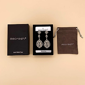 Zinc mecresh Wedding Teardrop Dangle Earrings Crystal Rhinestone Beaded Chandelier Earrings for Brides Gold