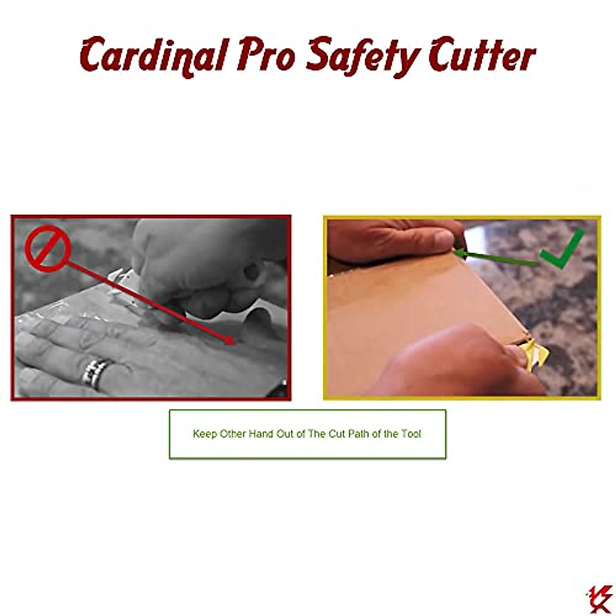 Cardinal Pro Safety Box Cutter Safety Package Opener Safety Box Opener Cut Cardboard Plastic Banding Film Bags Clamshell Cutter Box Cutter with Guard Safety Cutter - Disposable Recyclable (10, Red)