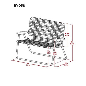 Rio Brands 16" Extended Height Folding Double Wide Web Loveseat Lawn Chair, Blue/White