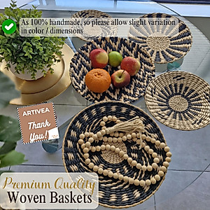 Artivea 5 Boho Basket Wall Decor Set - hanging Woven Wall Baskets Decor Boho - Boho Wall decor Baskets - Boho wicker wall decor - Basket Wall Art Decor - Boho Rattan Woven Wall Decor - Boho Rattan Wall Decor– Exclusive Registered Brand
