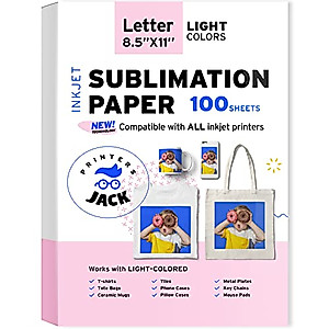 Sublimation Paper Heat Transfer Paper 100 Sheets 8.5" x 11" 125 gsm for Any Epson Sawgrass Ricoh Inkjet Printer with Sublimation Ink for DIY T shirt Mugs