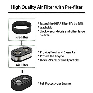 4Pack Air Filter Compatible with Briggs & Stratton 593260 798452 798339 5432 5432k, 550ex 675exi 725exi Series Engines Model and More, Lawn Mower Air Filter Parts for Troy Bilt TB110 TB200 TB230