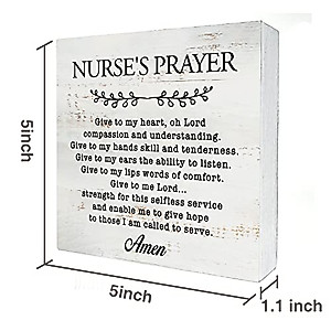 Nurse's Prayer Wood Box Sign Home Decor Rustic Nurse Wooden Box Sign Block Plaque for Wall Tabletop Desk Home Nurse Office Decoration 5" x 5"