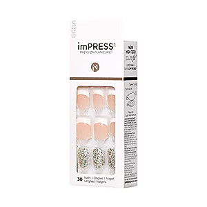 KISS imPRESS Press-On Manicure, Nail Kit, PureFit Technology, Short Press-On Nails, Time Slip, Includes Prep Pad, Mini File, Cuticle Stick, and 30 Fake Nails