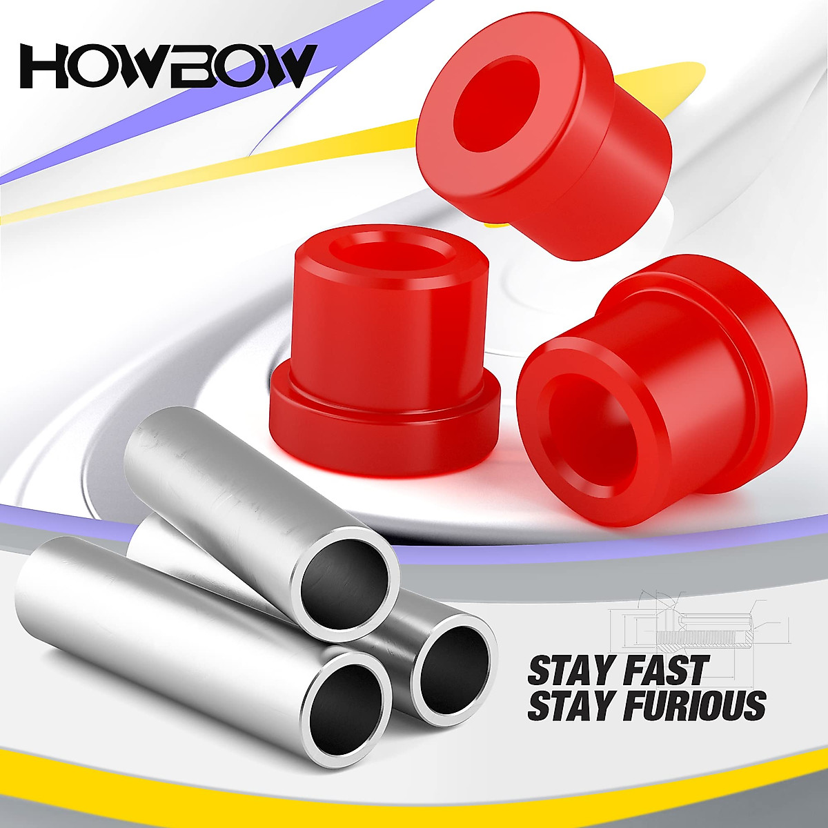 Club Car Precedent Rear Leaf Spring Bushing Kit, Golf Cart Leaf Spring Polyurethane Bushing and Sleeves for 2004-up Precedent Upgraded Red GolfCart Suspension Replace Parts OE Replaces 1025066 1025064