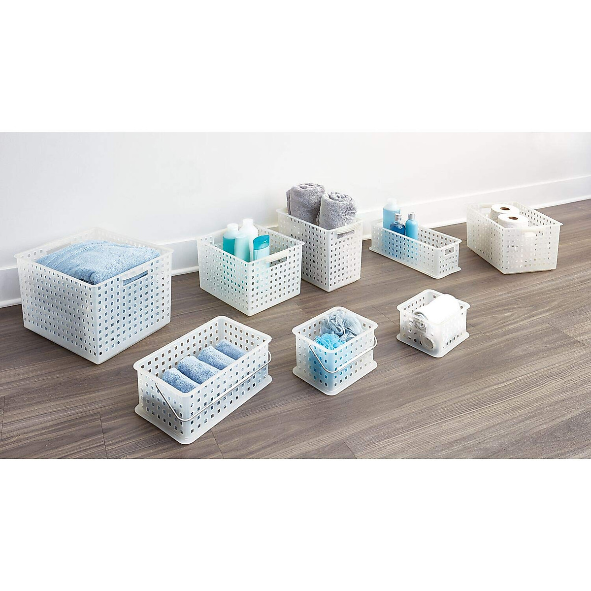 iDesign Modulon X/6 BPA-Free Recycled Plastic Large Stackable Basket, 11.2" x 14.3" x 8.1", Frost