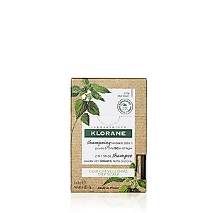 Klorane Oil Control 2-in-1 Mask Shampoo Powder with Nettle and Clay for Oily Hair and Scalp, Deep Cleansing Powder-to-Foam Treatment - Paraben, Silicone and Sulfate Free, Biodegradable, Vegan