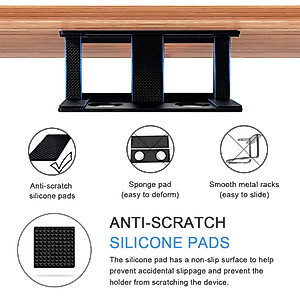 IFCASE Under Desk Laptop Mount, Metal Under Desk Shelf Holder for Laptop, Mac Mini, MacBook, Keyboard with Anti-Scratch Silicone (Black)
