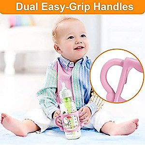 4Pcs Bottle Handles for Dr Brown Narrow Baby Bottles, Baby Bottle Holder with Easy Grip Handles to Hold Their Own Bottle - BPA-Free Soft Silicone