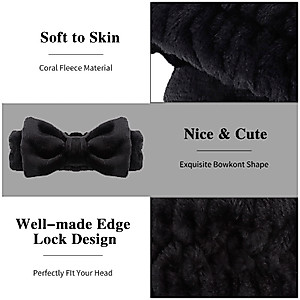 AMCAMI 6 PCS Spa Headband with Wrist Washband Face Wash Set, Makeup Headband and Wristband Towel Scrunchies for Washing Face, Skincare Headband Sleepover Party Supplies for Girls(Black)