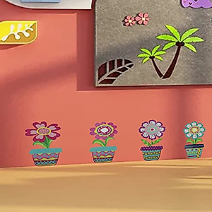 45Pcs Colorful Spring Cut-Outs Summer Flowers Potted Cut Outs with 100Pcs Glue Points When We Learn We Grow Paper Cut-Outs Bulletin Board Decoration for School Classroom Game Party Supplies