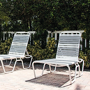 LukLoy Grey Vinyl Straps for Patio Chairs Repair, 2" Wide 20ft Long Patio Garden Furniture Replacement Straps with 20 Rivets