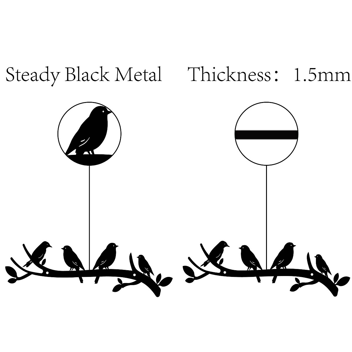 CREATCABIN Love Birds on a Branch Metal Wall Decor Tree Art Metal Bird Garden Wall Art Signs Black Hanging for Christmas Halloween Home Decoration Indoor Outdoor Garden Aesthetic Bedroom 12x4inch