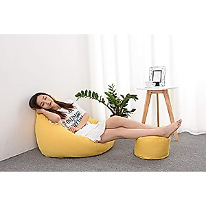 Bean Bag Chair Computer chair Beanless bag Recliner Washable Memory foam bag plush ultra soft Stuffed Animal Storage Cover Footstool Seat Lounge chair(Beanbag Cover Only)(Yellow, 43×40IN)