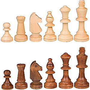 EEkiimy 2 in 1 Wood Chess Pieces + 32 Peceis Checkers only Without Board for Replacement of Missing Pieces 3.5 inch King Chess Pieces Figure (3.5 inches)