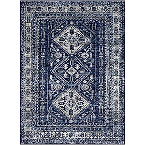 Livabliss Desta Vintage Oriental Area Rug,5'3" x 7'3",Navy