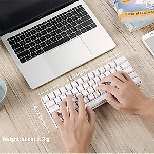 RK ROYAL KLUDGE RK61 Wireless 60% Triple Mode BT5.0/2.4G/USB-C Mechanical Keyboard, 61 Keys Wireless Mechanical Keyboard, Compact Gaming Keyboard w/Software (Hot Swappable Brown Switch, White)