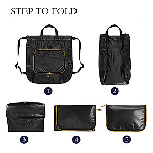 Unaone Packable Hiking Backpack, Water-Resistant Foldable Travel Daypack Lightweight Hiking Daypack for Women Men, Black