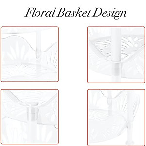 Kitchen Details 4 Tier Large Basket Shelf | Round | Storage & Organizer | Kitchen | Bathroom | Laundry Room | Office | Good for Food and Kitchen Supplies | White