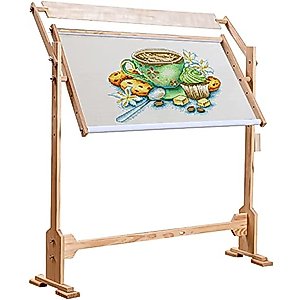 DNYSYSJ Embroidery Frame Stand,Wooden Cross Stitch Frame Rack Adjustable Home Desktop Embroidery Floor Stand Large Size Needlework Kits