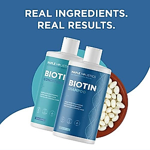 Volumizing Biotin Shampoo and Conditioner Set - Sulfate Free for Dry Damaged Hair and Scalp Care - Volumizing Shampoo for Thinning Hair with Jojoba and Argan Oil for Hair Care